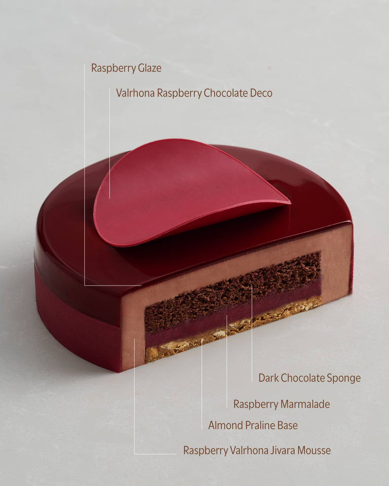 Raspberry Valrhona Jivara Mousse Cake – Lacher Patisserie